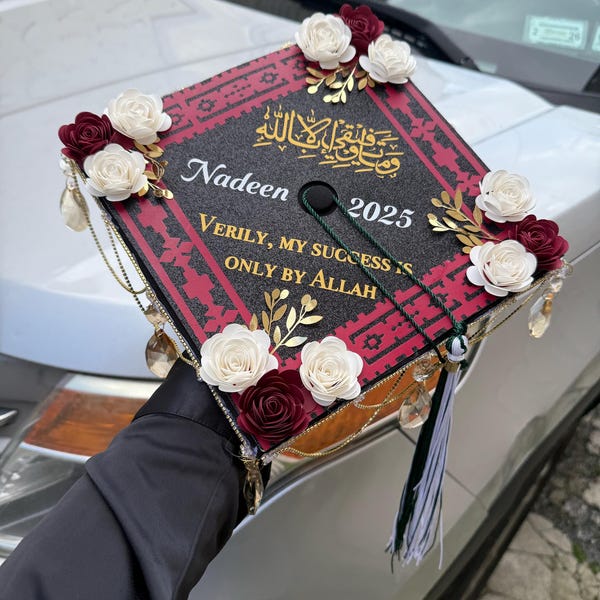 Custom Graduation Cap Topper | Arabic Graduation Cap | Pearl Border Cap ...