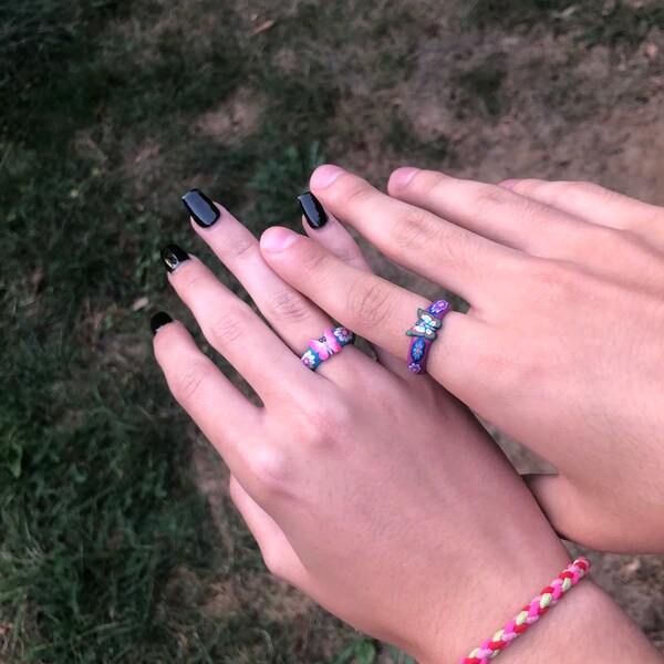 Vintage 90s BUTTERFLY Clay Ring, Retro Hippie Aesthetic Fimo Friendship ...