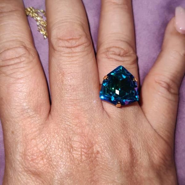 NEW COLOR Agave Ignite Swarovski Crystal Statement Ring, Big Sage Green ...
