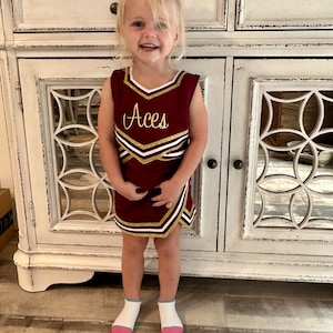 Maroon & Gold Cheer Uniform Customized Cheerleading Uniform Girls Cheer ...