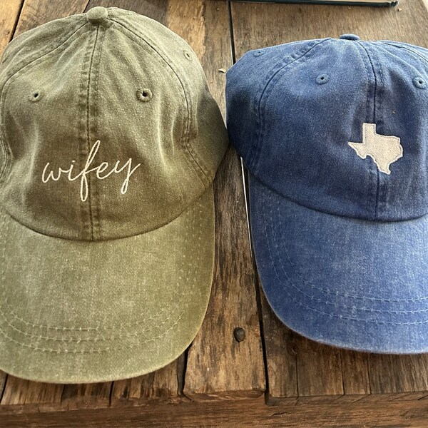 Texas (TX) State Embroidered Pigment-dyed Baseball Cap - ADULT SIZING ...