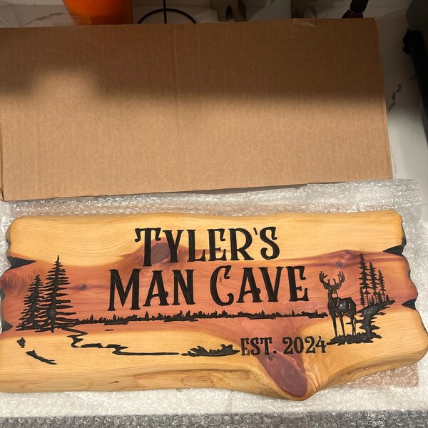 OUTDOOR Live Edge Cedar Wood Sign Custom Carved Sign Cabin Sign ...