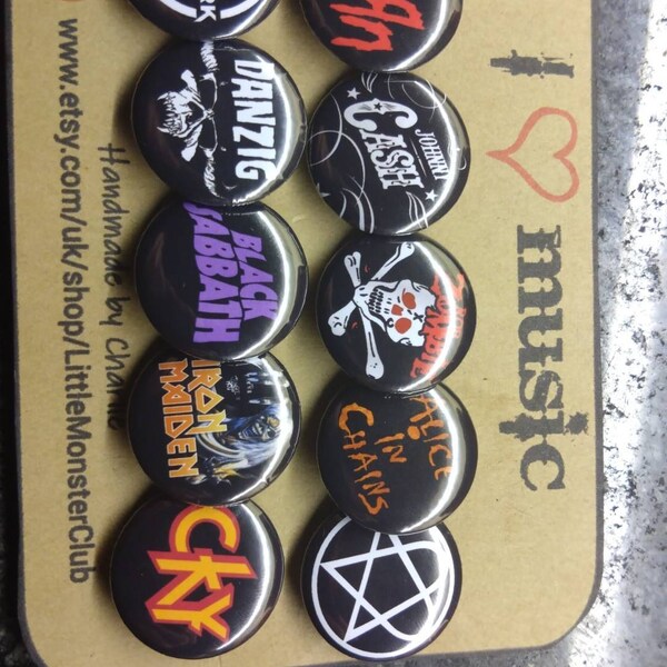 BAND LOGO Pins - Rock Punk Metal Pop - Music Pins - Any Band - Choose ...