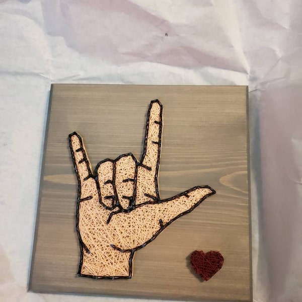 Sign Language I Love You String Art, ASL Art, Handmade Heart Wall Decor ...