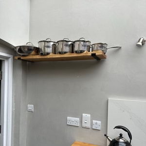 Rustic Solid Wood Radiator Shelf With Raw Steel Brackets - Etsy