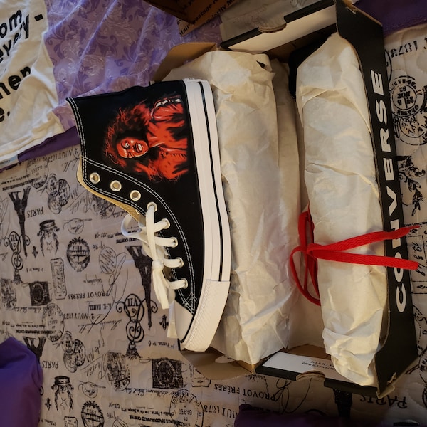 Iron Mike Tyson Converse Sneakers | Custom Blackout Chuck Taylor High ...