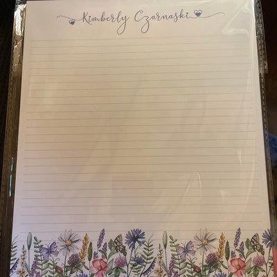 Personalized Notepad Purple Floral Memo Pad Customize Beautiful Writing ...