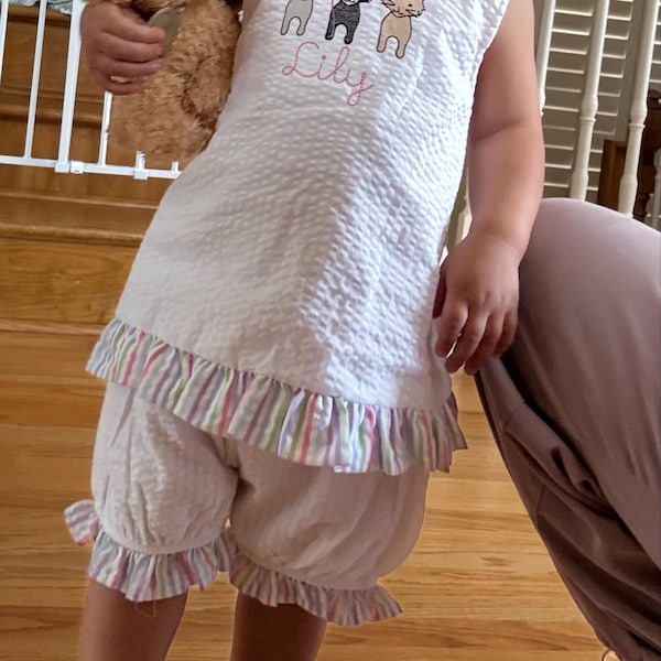 Baby Girl Swing Back Bloomer Set With Zoo Theme, Party Animal Birthday ...