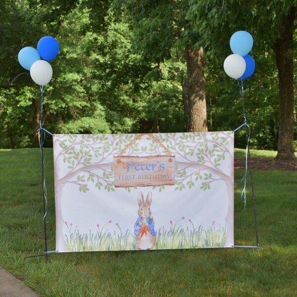Peter Rabbit Backdrop, Bunny Birthday Backdrop, First Birthday, Baby ...