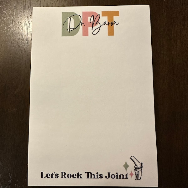 Doctor of Physical Therapy, DPT Note Pad, DPT Graduation Gift, New ...