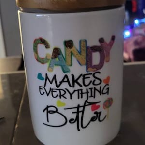 Custom Ceramic Candy Jar With Lid, Motivational Gift, Custom Candy Jar ...