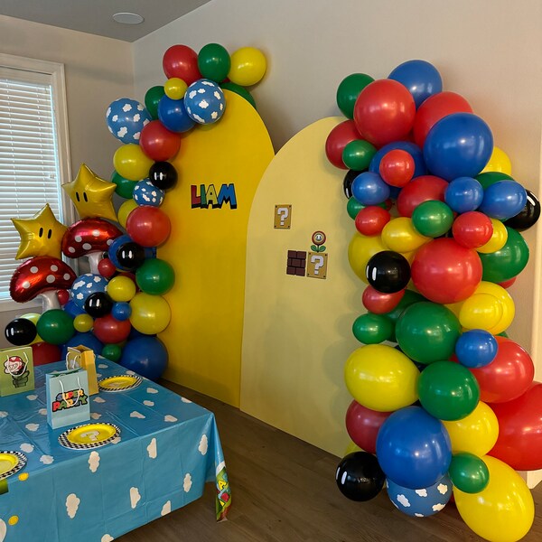Mario Balloon Garland | Video Game Balloon Arch Birthday Party | Yellow ...