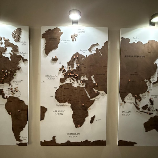 World Map Push Pin Wall Art With FREE Pins, Cork World Map Board ...