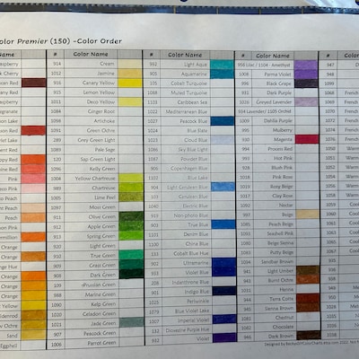 Prismacolor Premier 150 Colored Pencil Set PDF DIY Color Chart / Swatch ...