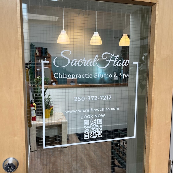 Custom Storefront Window Welcome Sign With QR CODE | Business Hours ...