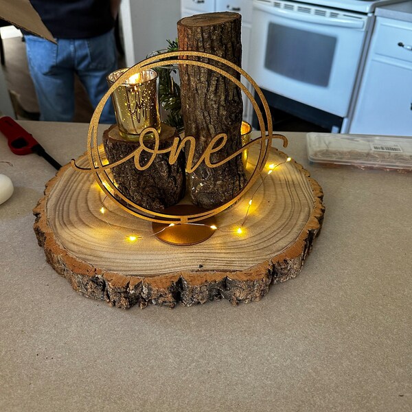 Circle Wood Table Numbers | Wedding Reception Numbers | Gold Table ...