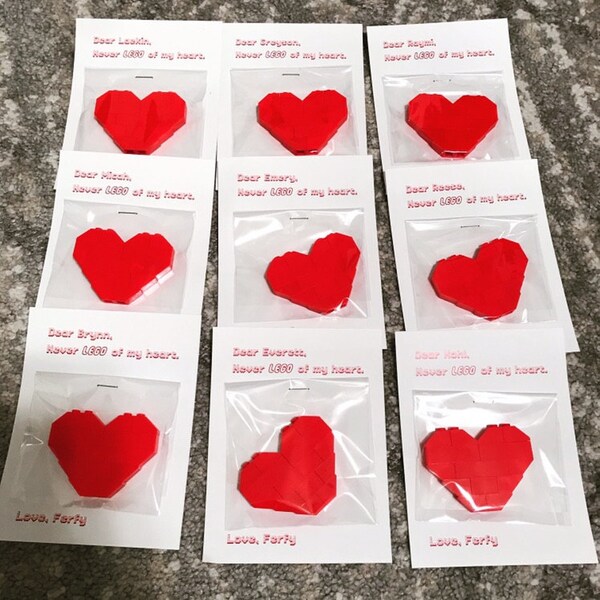 Lego Valentine Card With Red Heart - Never LEGO of My Heart - Custom ...