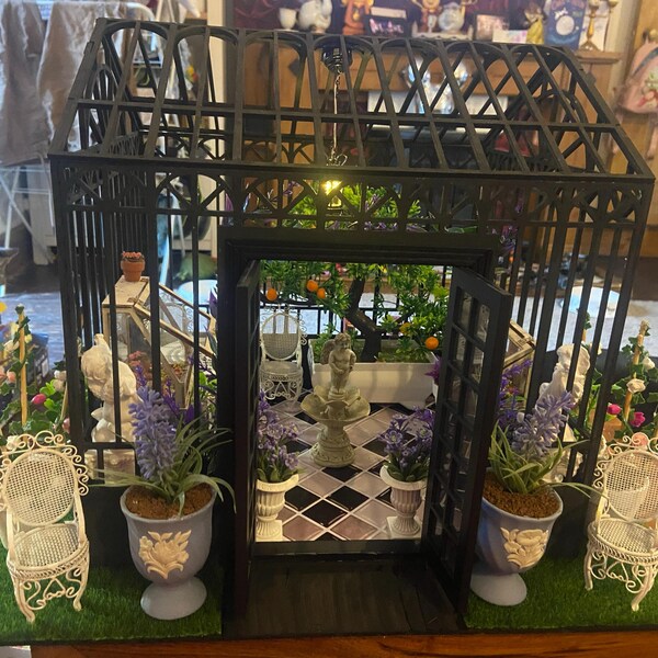 DIY Miniature Conservatory Kit, Garden House, Dollhouse Orangery, Scale ...