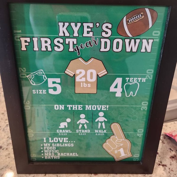 Customized First Year Down Stat Board Poster Sign-first Birthday Party ...