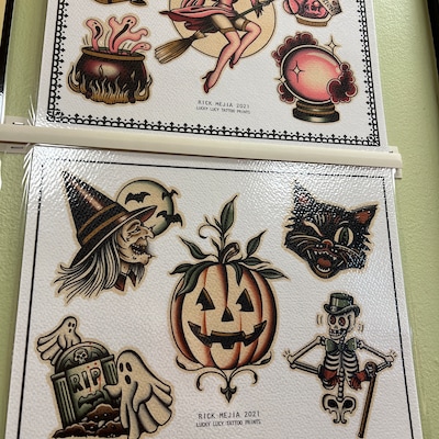 Print 11x14 witch Tattoo Flash - Etsy