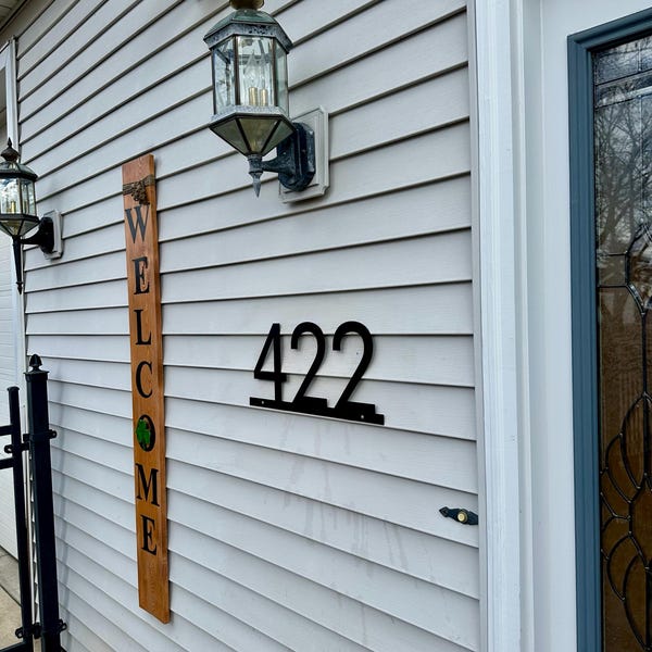 Mid Century Metal House Number Sign | Modern Address Sign With Street ...