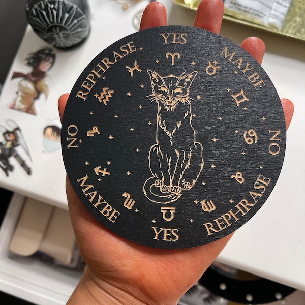 Black Cat Wood Pendulum Board | Laser Engraved | Divination | Scrying ...