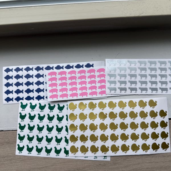 Set of 50 Meal Decal, Meal Stickers, Menu Stickers, Wedding Meal ...