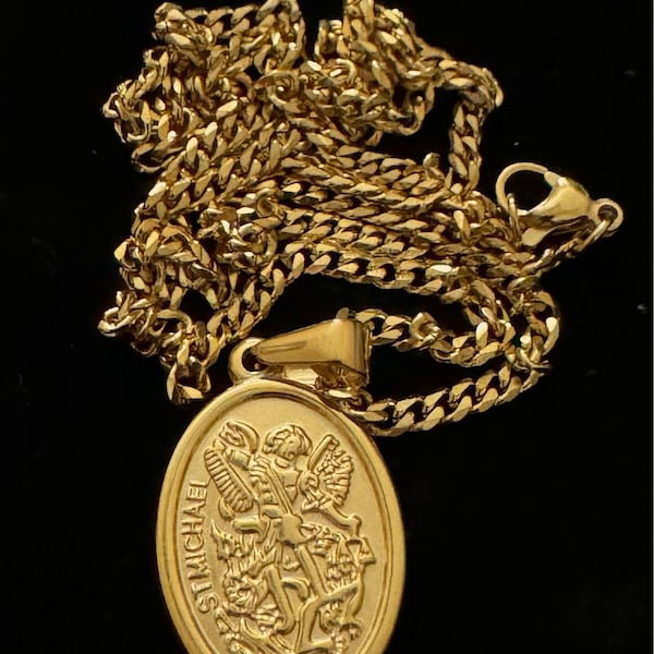 18k Gold St Michael Pendant Saint Michael Medal Archangel Michael ...