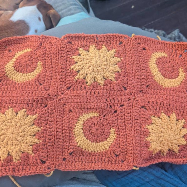 Sun and Moon Celestial Crochet Pillow Pattern – Mustard Yellow and ...