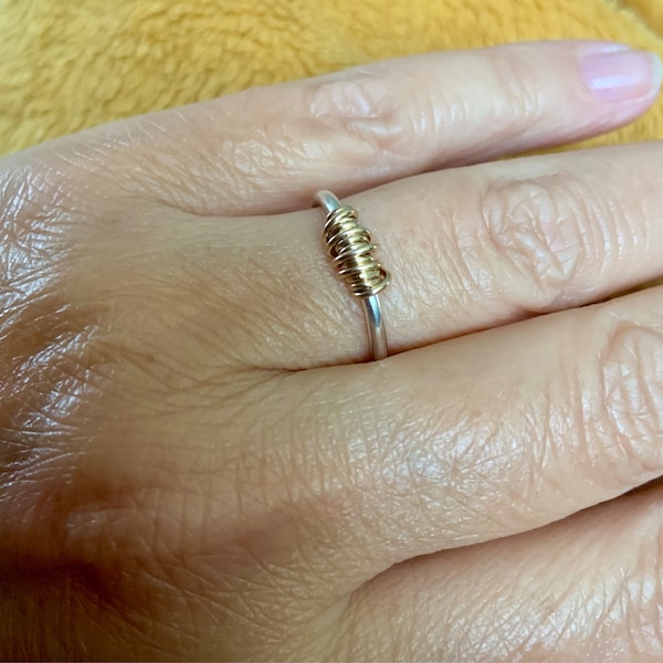 Spun Gold Ring - Silver and Gold Winding Ring Simple but Unique Mixed ...