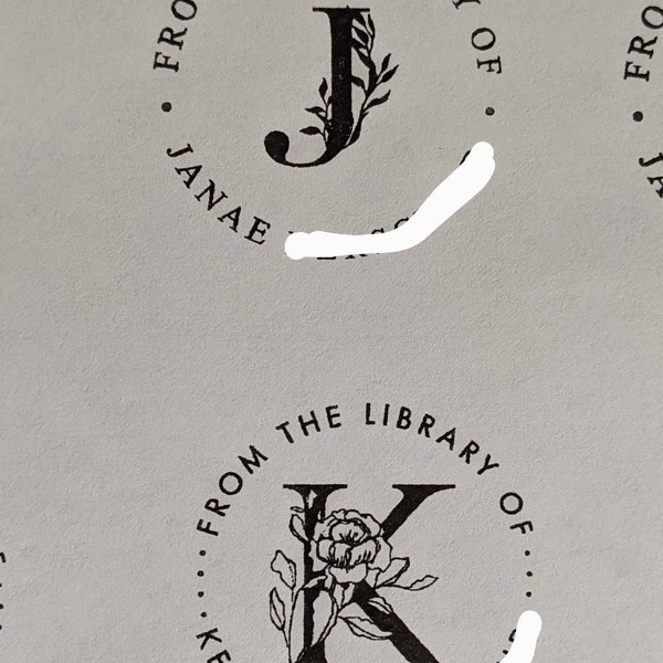 Monogram Book Stamp Personalized | Name Initial Bookplate Stamp ...