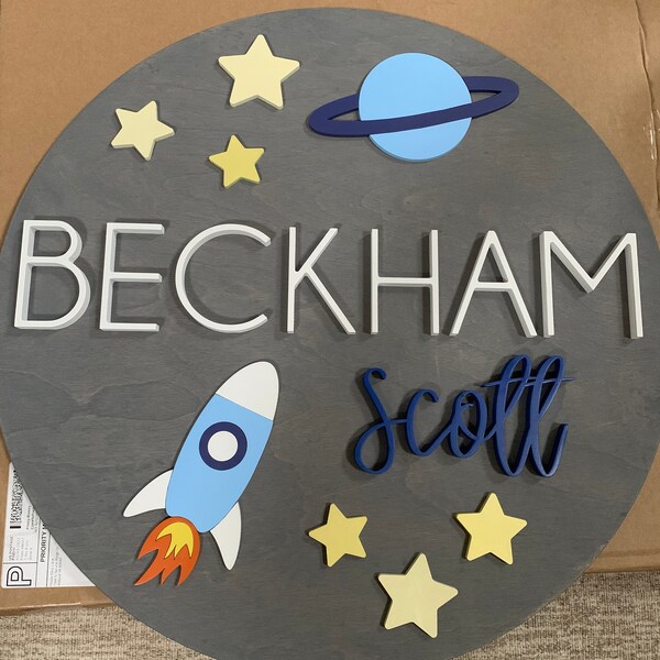 Space Name Sign, Space Theme, 3D Nursery Sign, Outer Space Theme ...