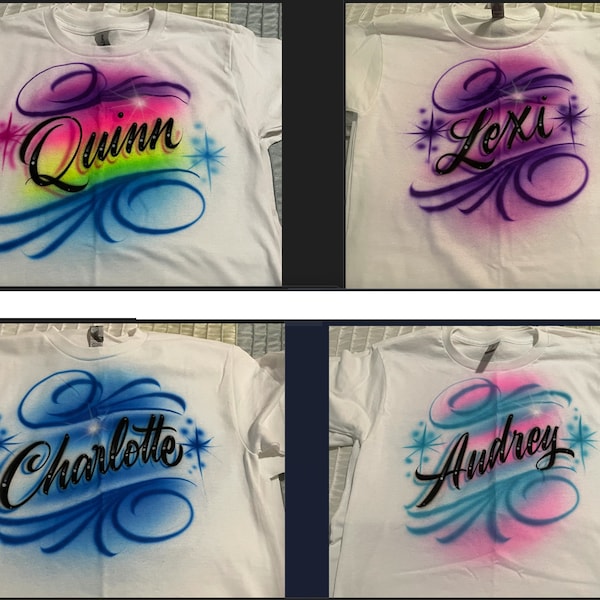 Airbrush T Shirt Script Swirly Name - Etsy