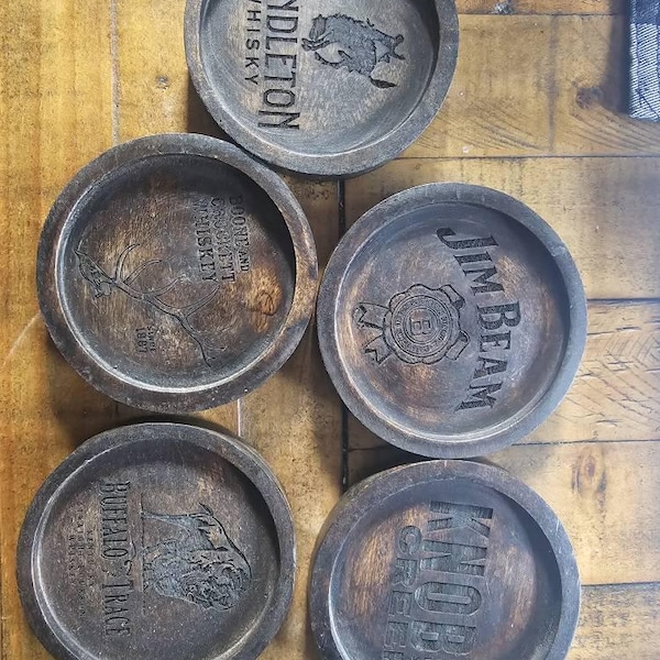 Custom Whiskey Bourbon Wooden Coasters - Free Shipping! Qty 5 Wood ...