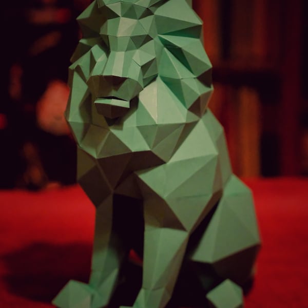 Lion Paper Craft, Digital Template, Origami, PDF Download DIY, Low Poly ...