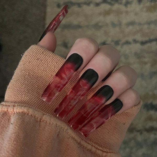 Blood Swirl Press on Nails | Glue on Nails | Stick on Nails | Fake ...