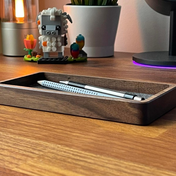 Catch All Tray Wooden Desk Tray for Jewelry, Keys, Watch, Glasses, Pens ...