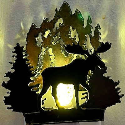 Moose Night Light Made Out of Rusted Steel - Etsy