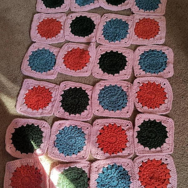 Giant Sunburst Square Crochet Pattern - Crochet Granny Square - Granny ...