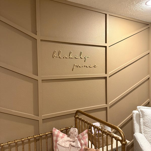 Wood Script Nursery Baby Room Name Laser Cut Sign Cursive First and ...