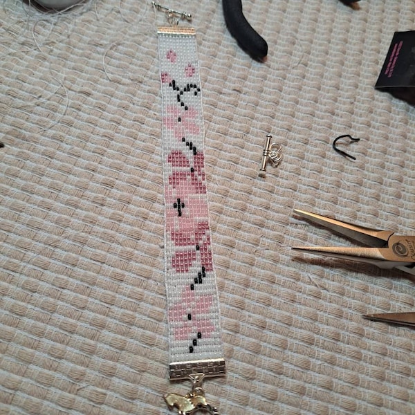 Sakura PEYOTE Bead Pattern for Bracelet, Odd Count Floral Bracelet, PDF ...