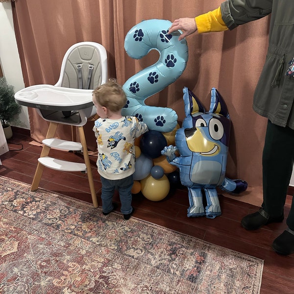 Bluey Number Balloon Tower | Giant 32" Inch Light Blue Balloon ...