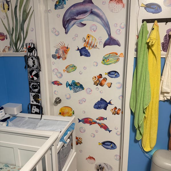 Watercolor Aqua Blue Bubbles Wall Decal Set • Underwater Bubble Wall ...
