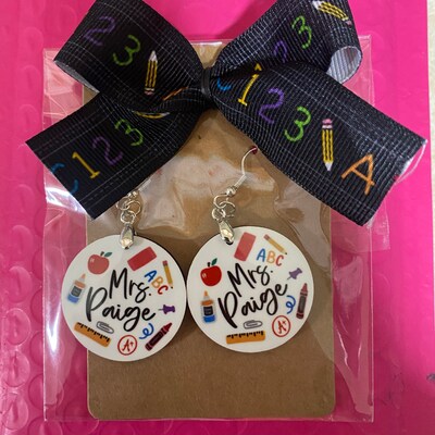 Personalized Custom Teacher Appreciation Dangle Earrings. Custom Made ...