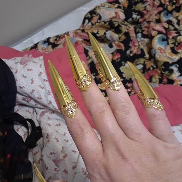 Gold Claw Rings,claw Rings,gold Nail Guards,metal Nails,sharp Finger ...