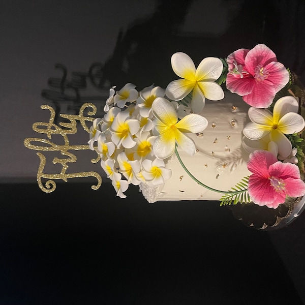 Wedding Cake Topper Anthurium Pink Orchid 4 Piece Tropical Cake Flowers ...