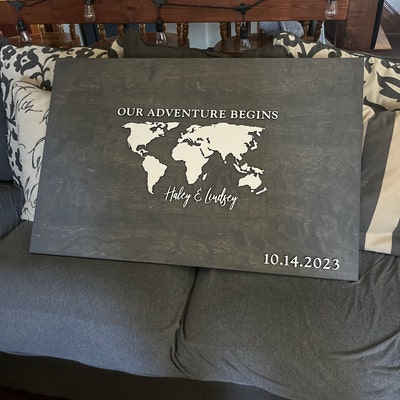 3D World Map Wedding Guest Book Alternative, Our Adventure Awaits ...