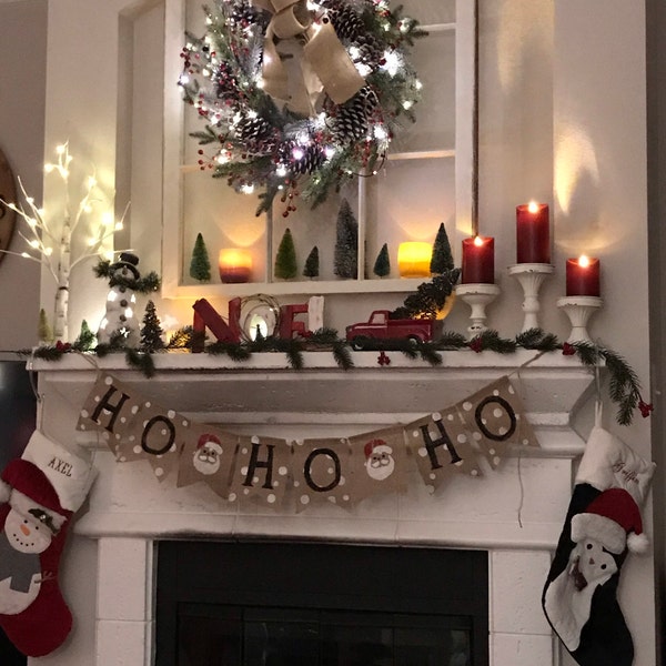 Ho Ho Ho Banner, Christmas Banner, Santa Hat Banner, Christmas Photo ...
