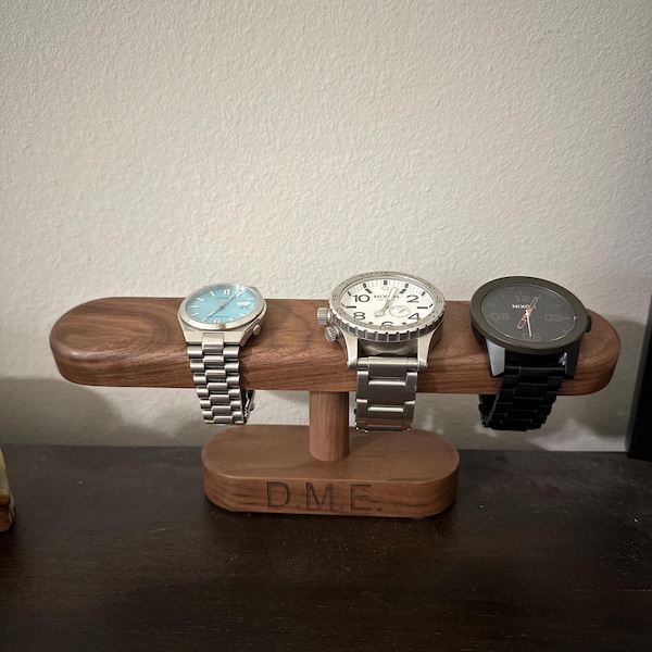 Custom Handmade Wood Watch Holder Stand, Personalized Name Watch ...