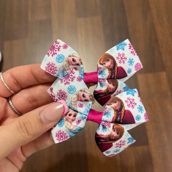 Pair of Dogs Ribbon Hair Bows Alligator Clip/bobbles Girls Baby Toddler ...